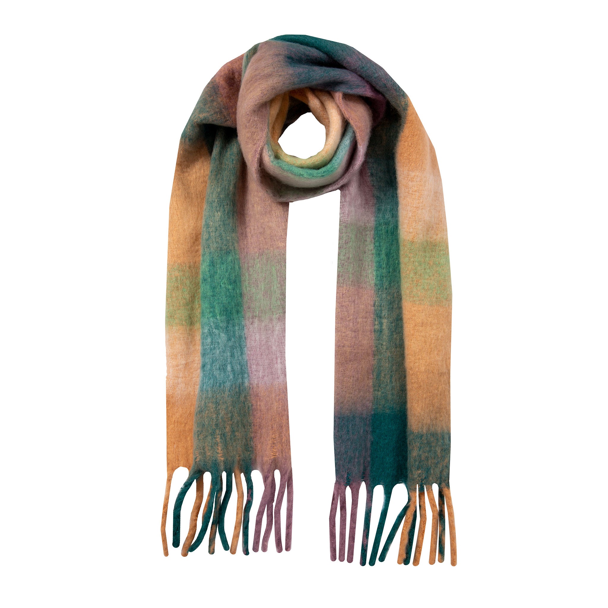 Women s Large Checked Blanket Scarf with Tassels