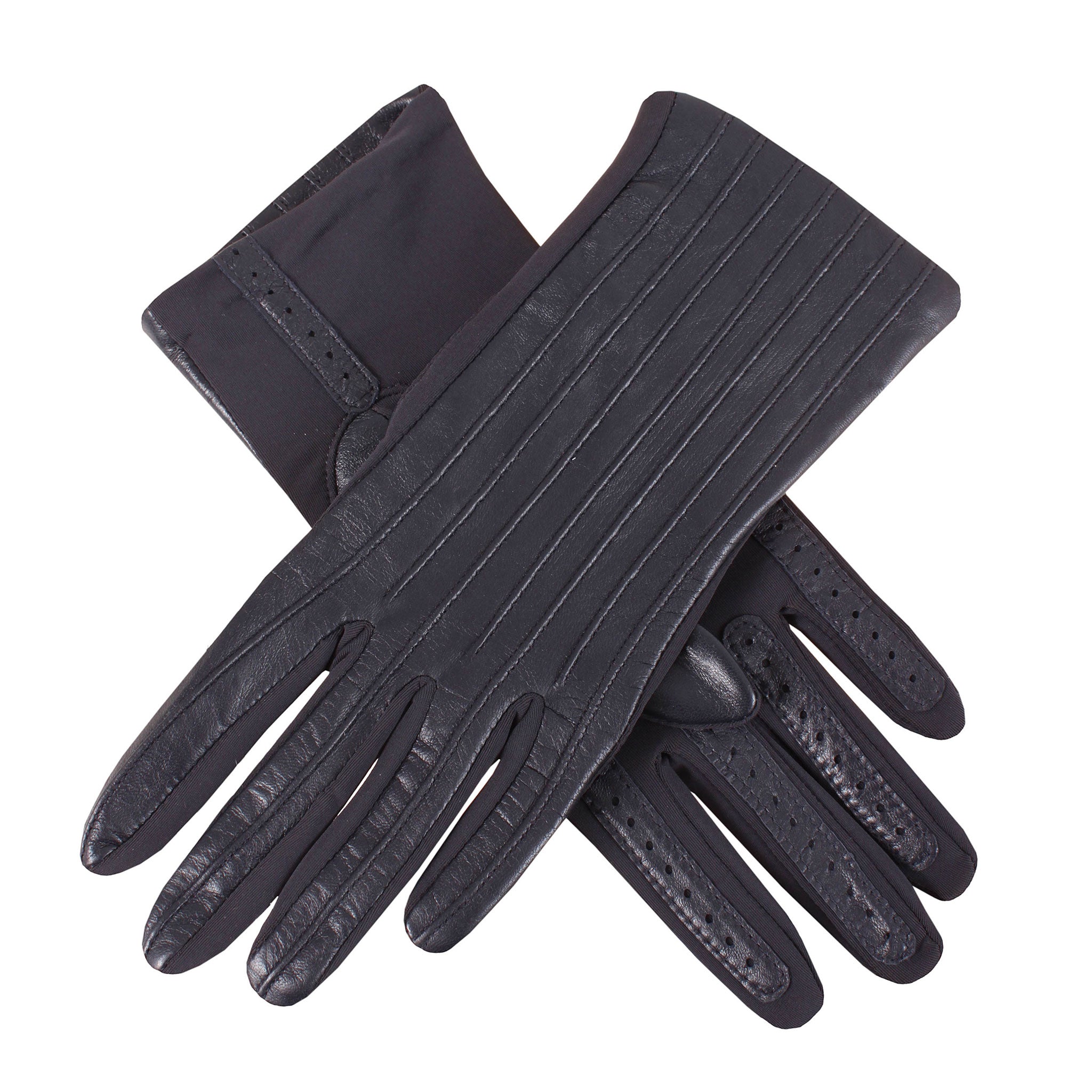 Women s Half Silk Lined Leather and Elastane Gloves