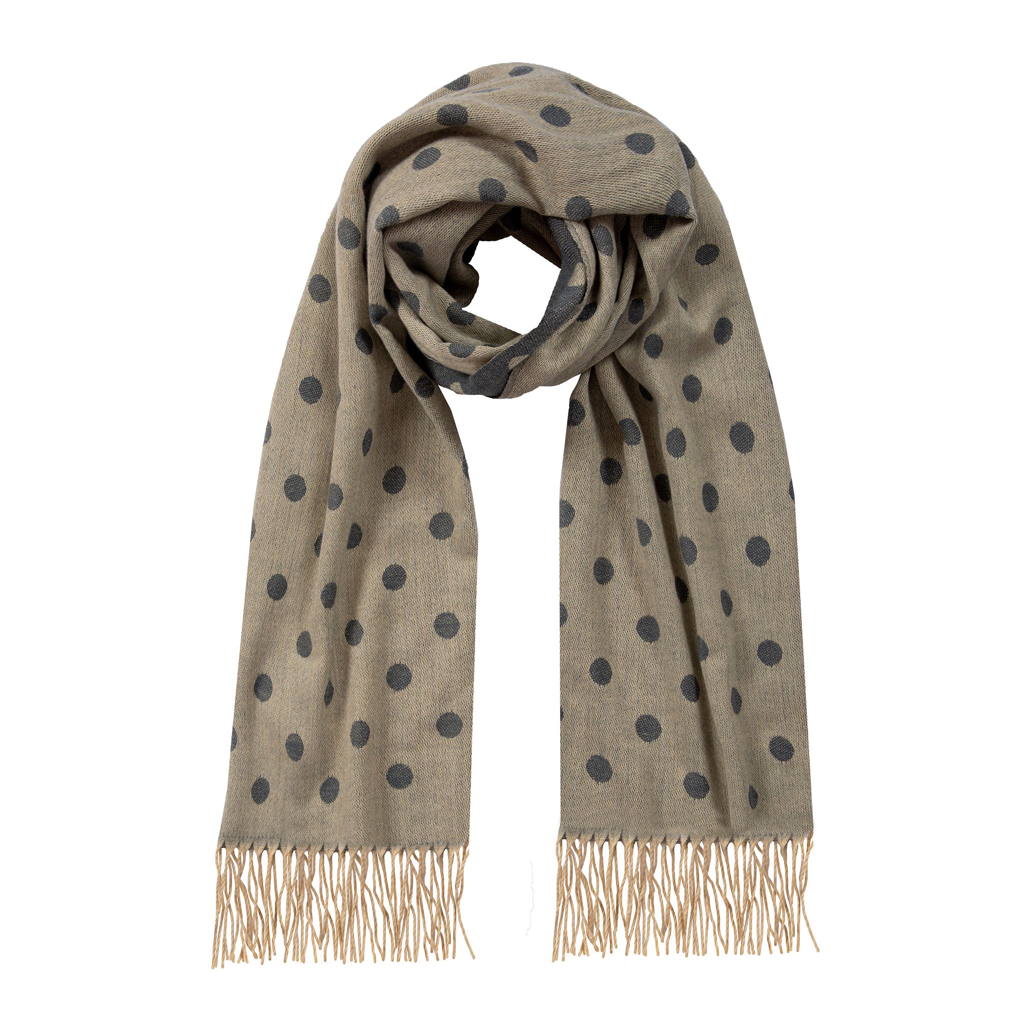 Women’s Reversible Polka Dot Scarf with Tassels | Dents