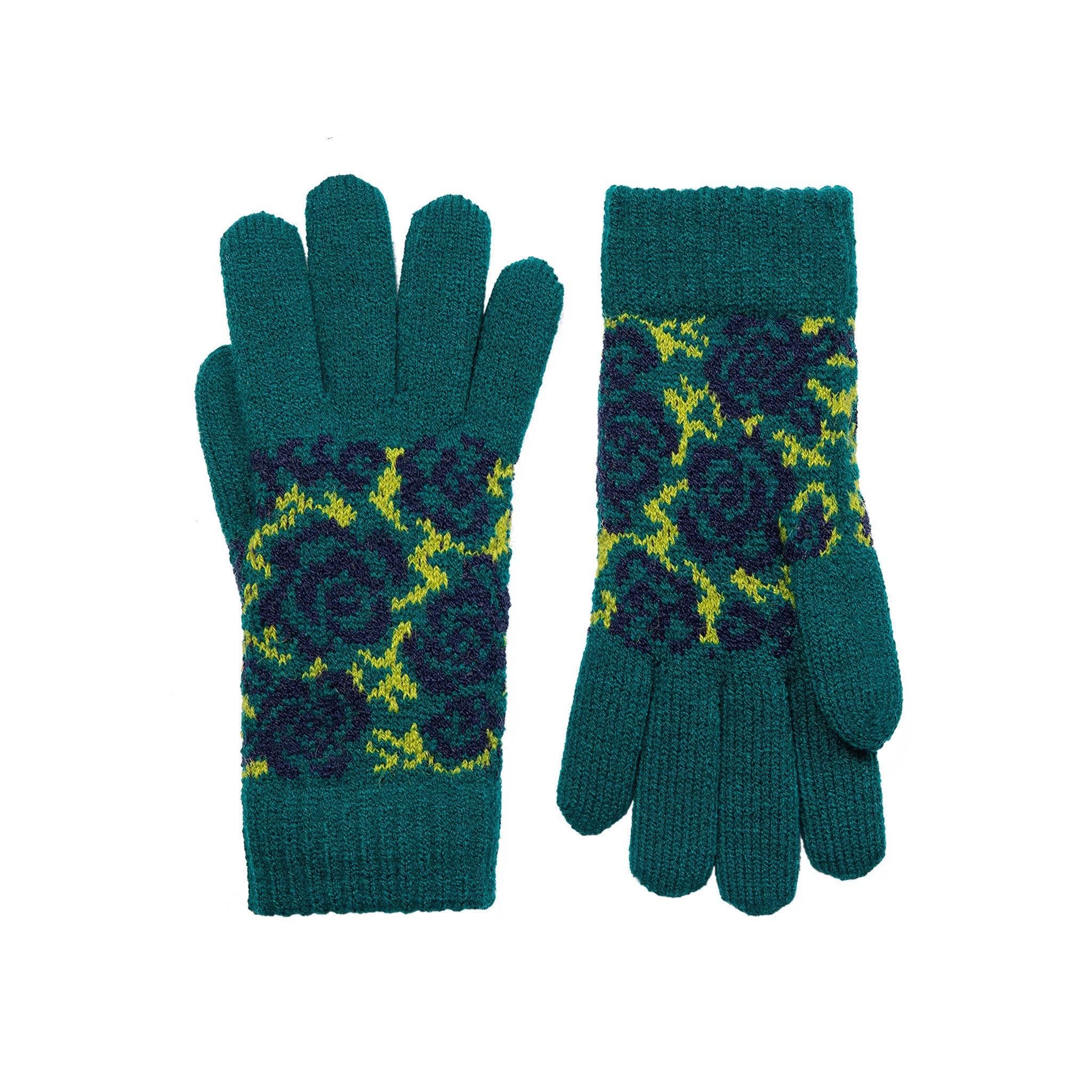 Women’s Jacquard Knitted Gloves with Rose Pattern | Dents