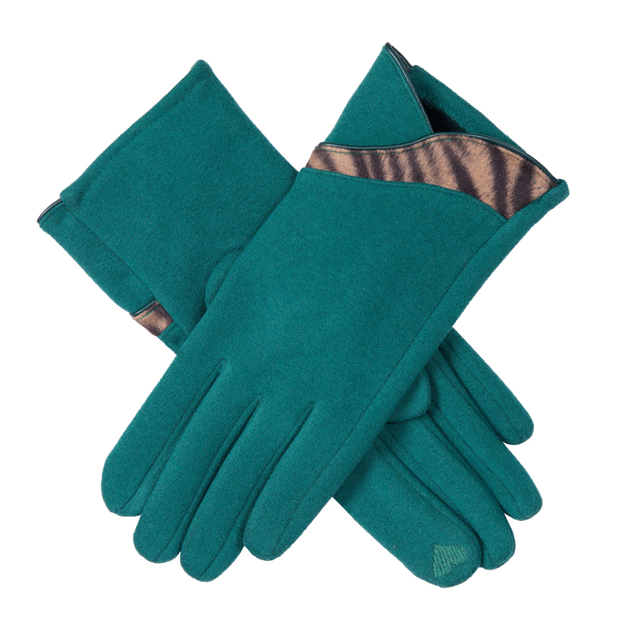 Women’s Touchscreen Velour-Lined Gloves with Zebra Print Detail | Dents
