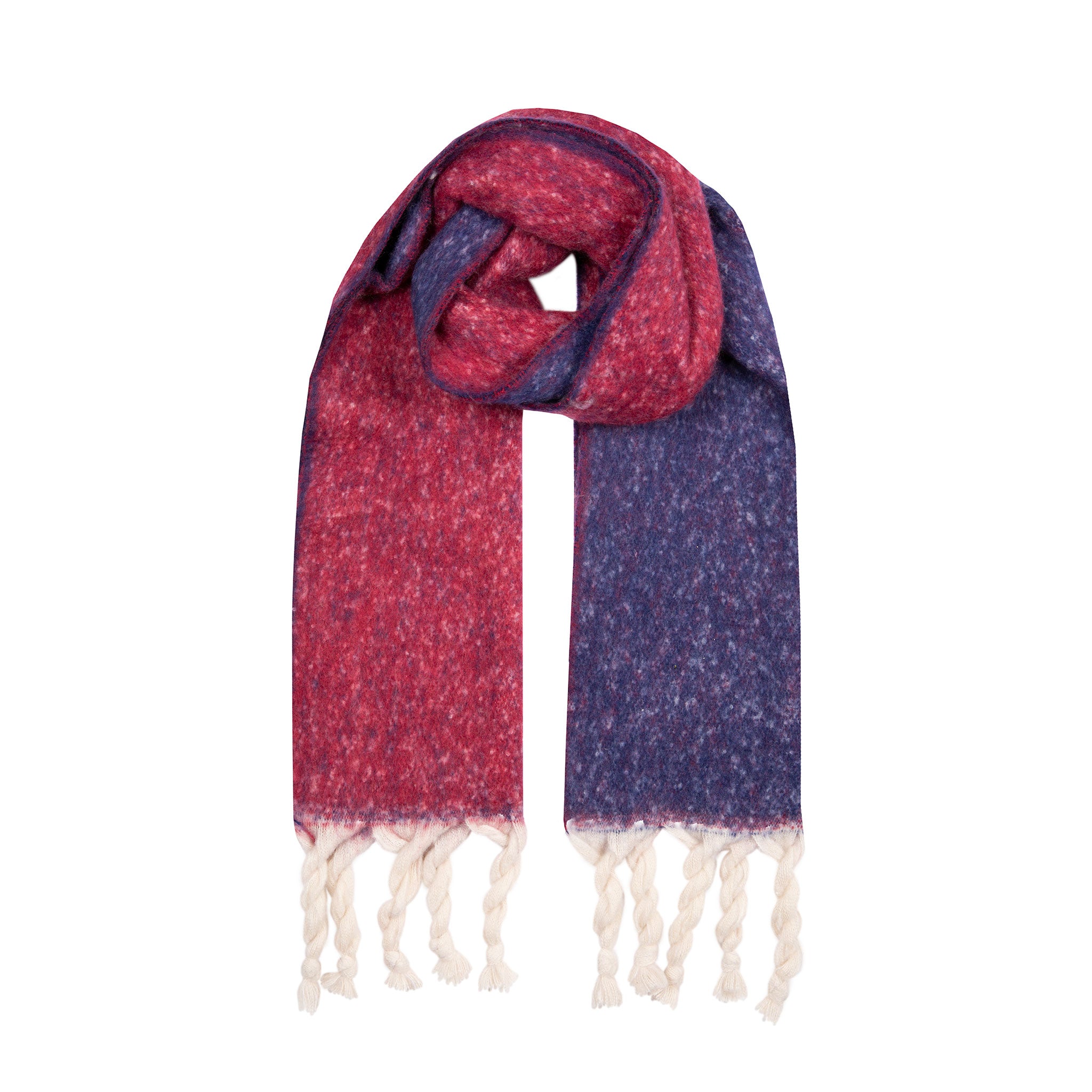 Women’s Reversible Two-Tone Blanket Scarf with Tassels | Dents