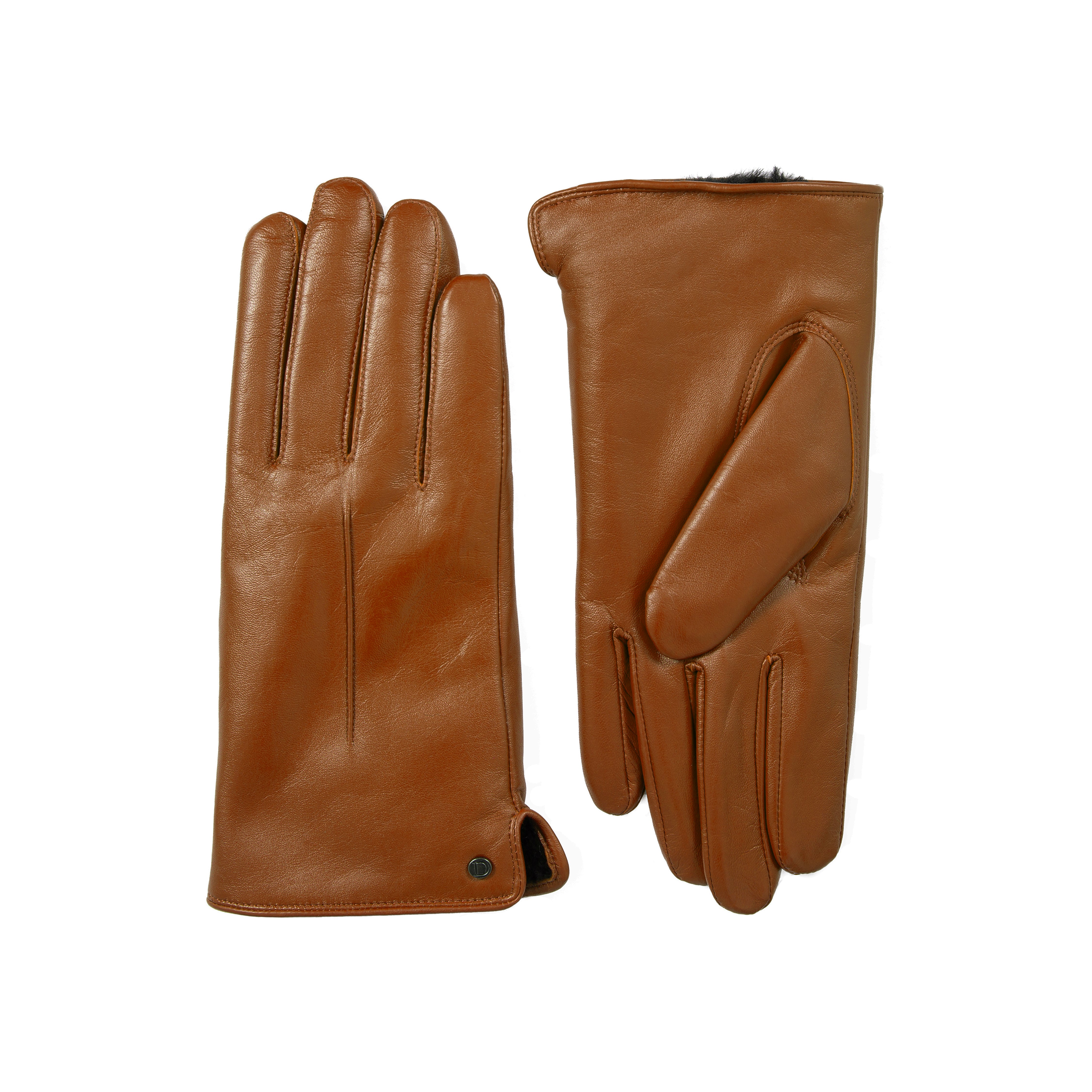 Women s Touchscreen Single Point Faux Fur Lined Leather Gloves Dents