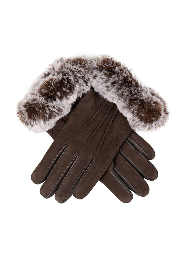 Women s Water Resistant Three Point Faux Fur Lined Nubuck Leather Glov Dents