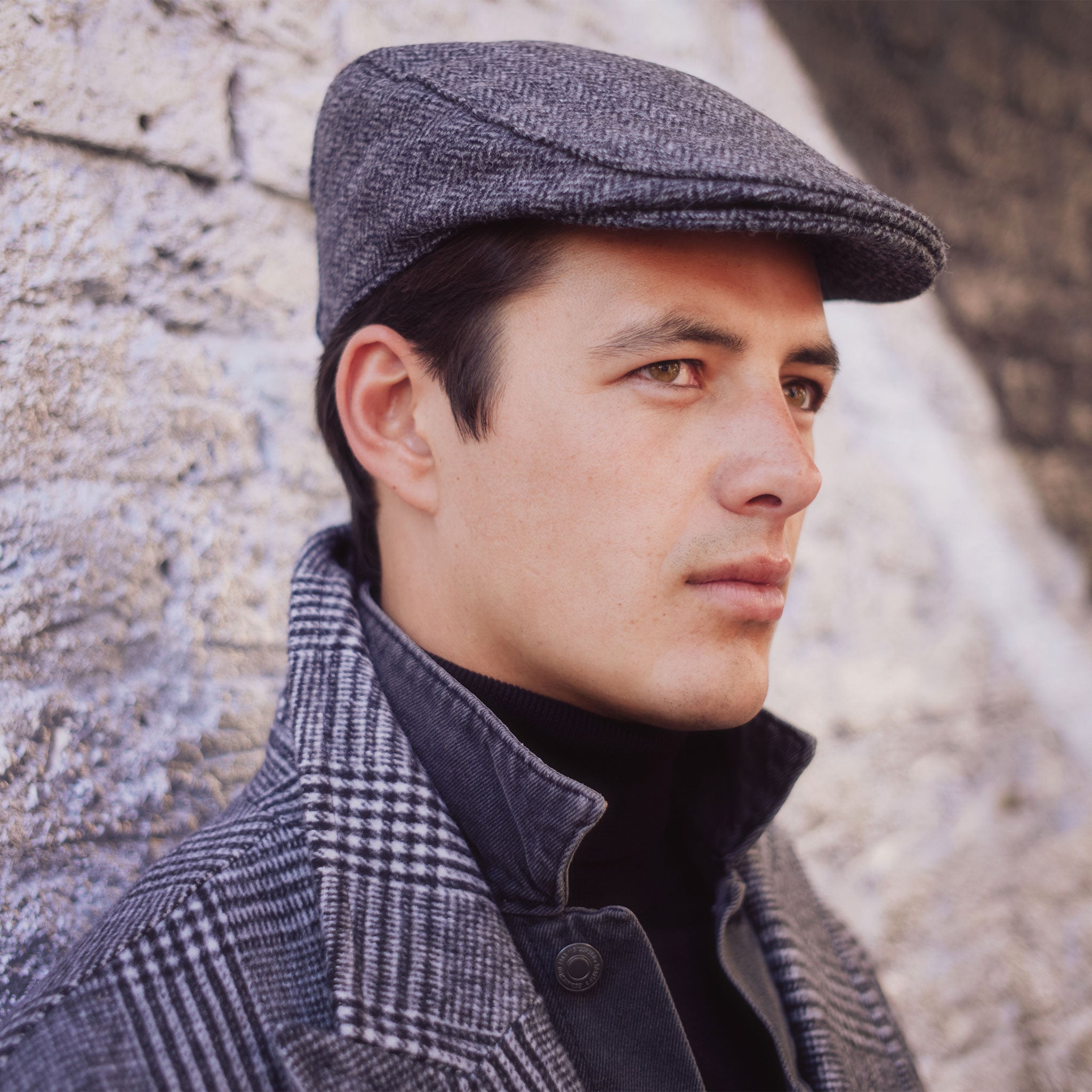Men's Abraham Moon Herringbone Tweed Flat Cap | Dents